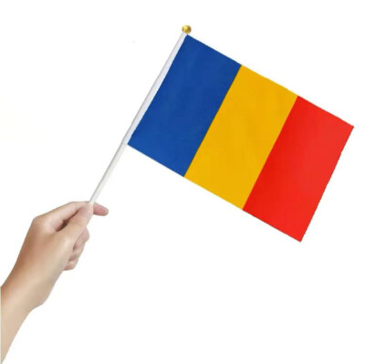 6PCS 10x15cm ROMANIA SMALL HAND WAVING FLAG Romanian Table Desk Crafts ...