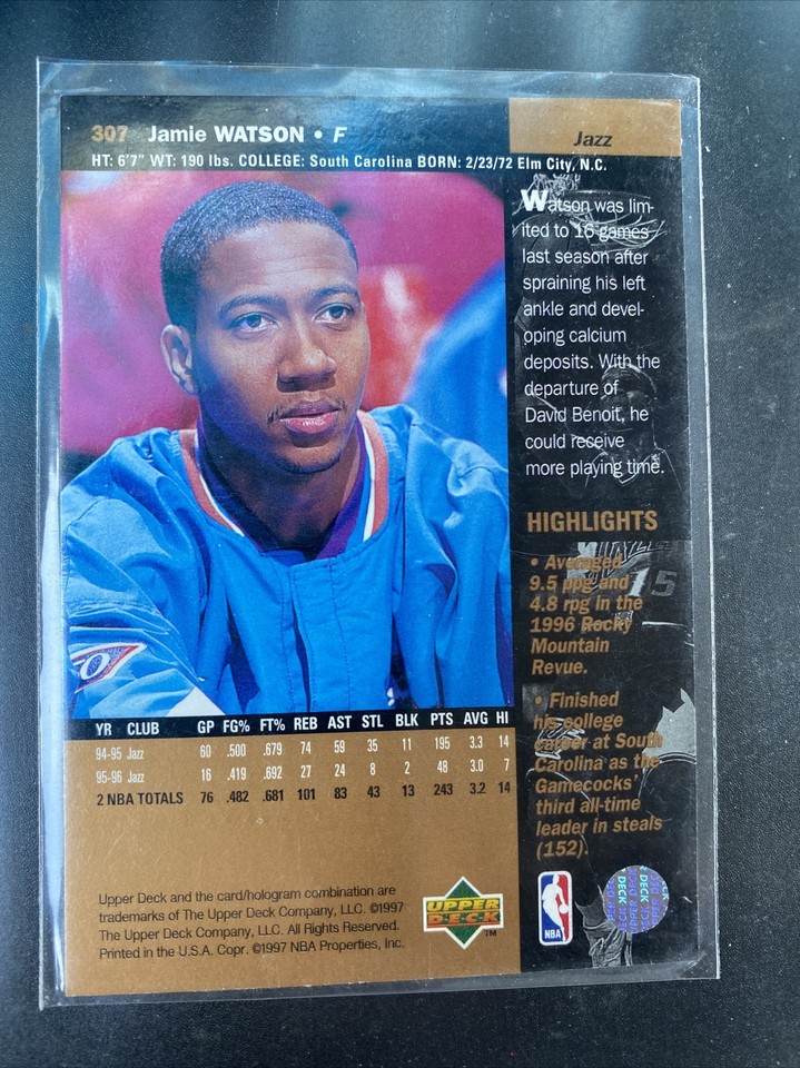 1996-97 Jamie Watson Upper Deck Basketball #307 Utah Jazz | eBay