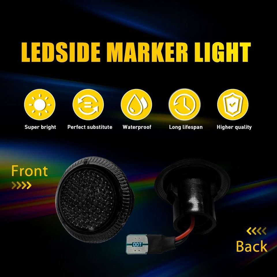 For 10+ Ford Transit Connect Smoked Amber LED Side Fender Turn Signal ...