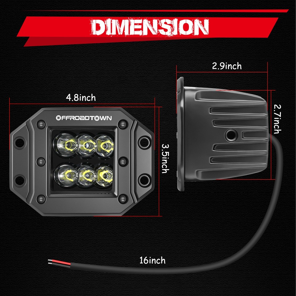 2X For Ram 1500 2500 5" Flush Mount Cree LED Light Bar Spot Pods ...