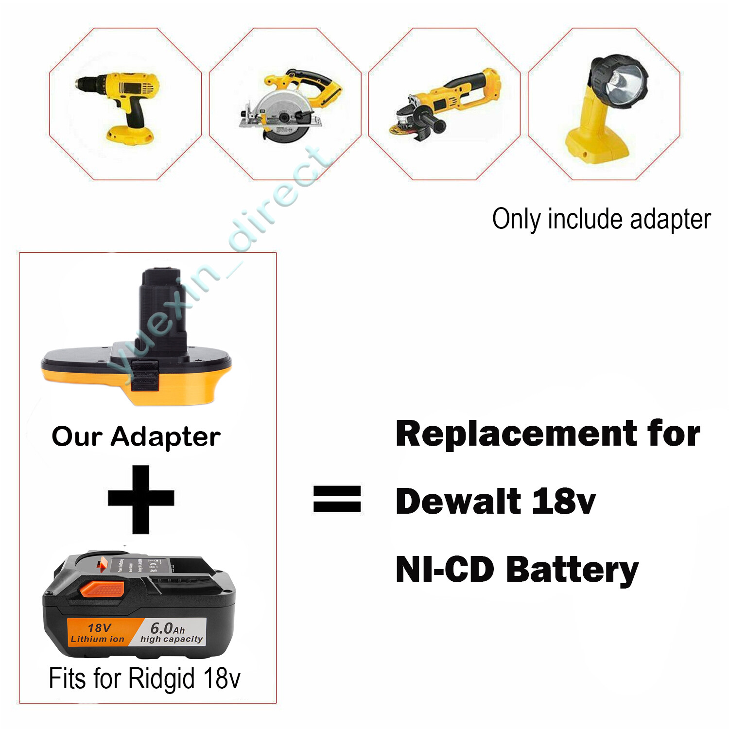 DEWALT DCA1820 20V Battery Adapter - Black/Yellow for sale online | eBay