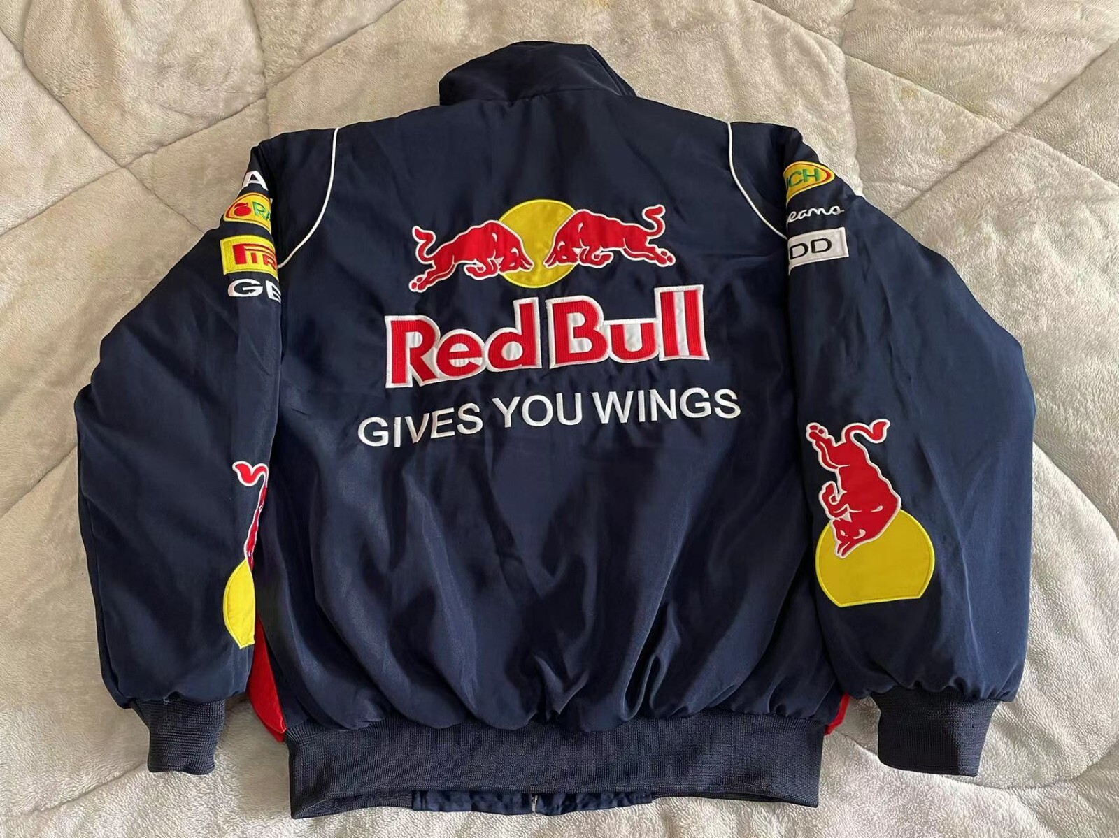 Adult F1 Vintage Racing Jacket, Red Bull Jacket Navy,Ebroidered Cotton ...