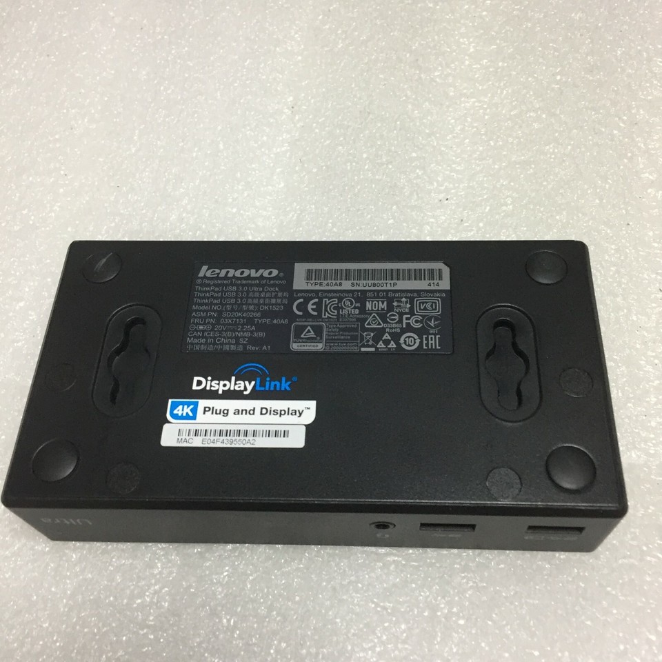 Lenovo ThinkPad USB 3 Ultra Dock Universal Dock 03X7131 40A8 DK1523 4K ...