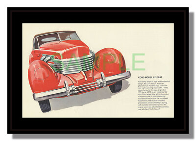 Cord Model 812 V8 Lycoming 1937 deco framed picture Pierre Dumont free ...
