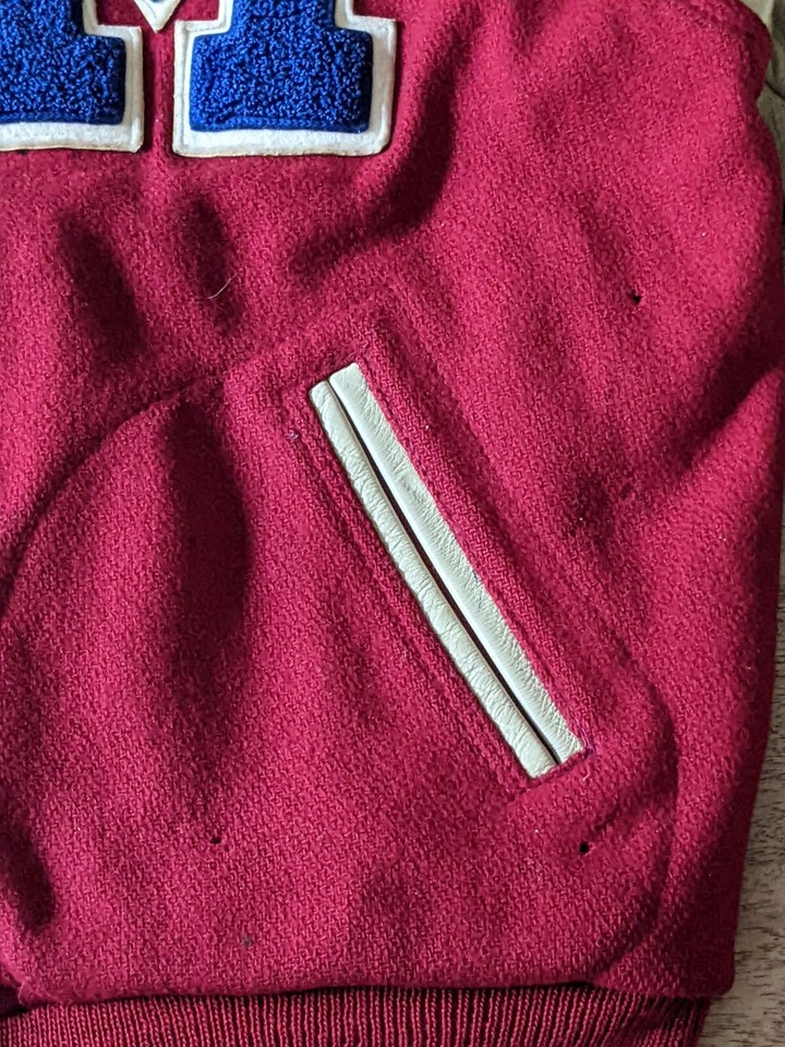 Vintage 60s Wool Leather Varsity Snap Letterman Jacket Size 42 Large W ...