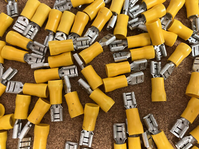 12-10 AWG Yellow 6.3x0.8mm Female Crimp Receptacle 20A 300V Insulated ...