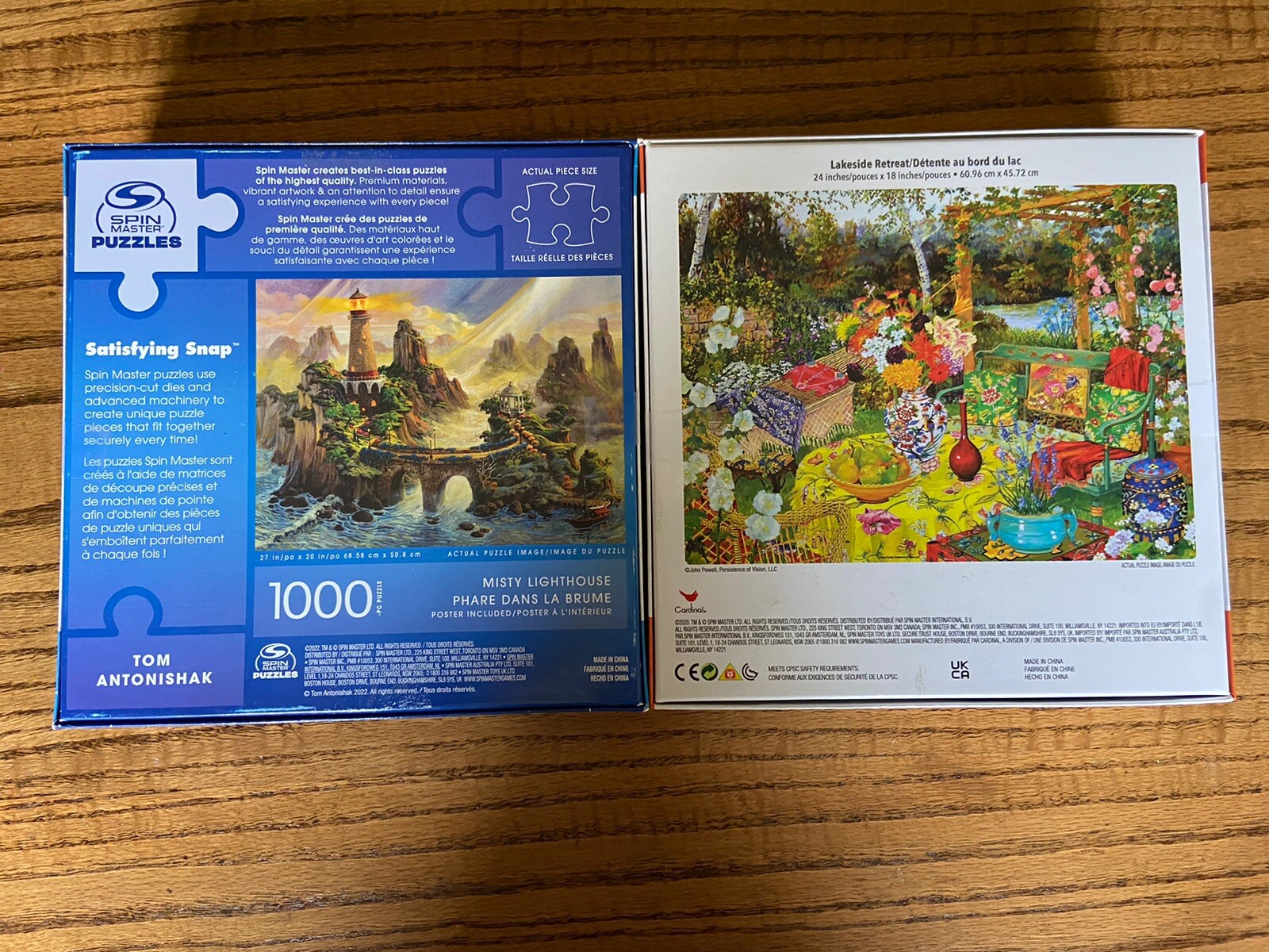 Lot Of 2 Spin Master Puzzles - Misty Lighthouse 1000 / Lakeside Retreat ...