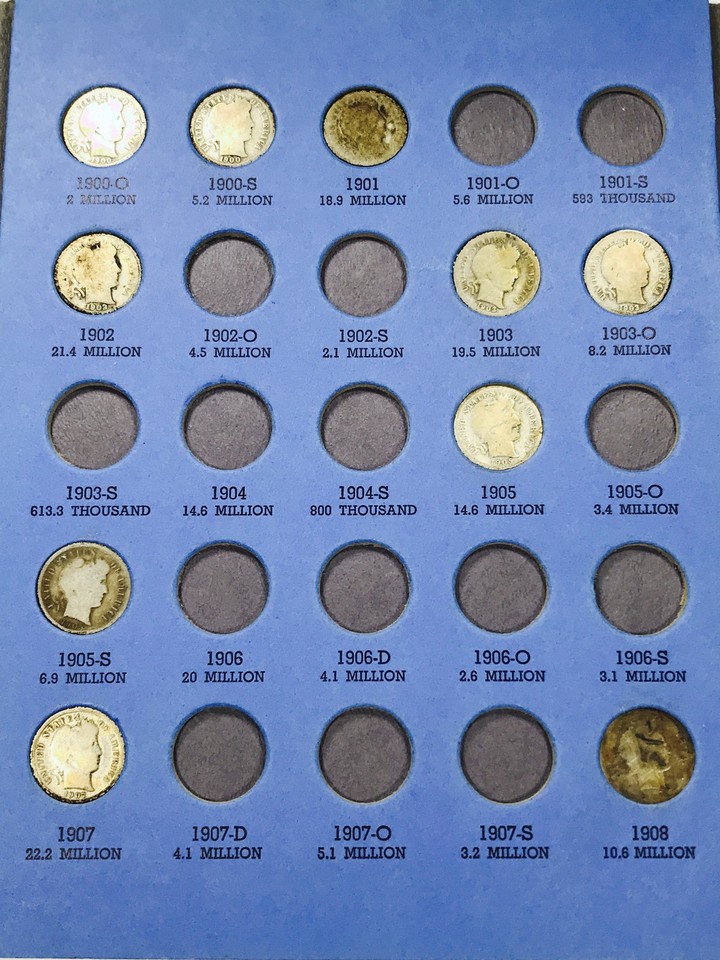 BARBER SILVER DIME COLLECTION OF 25 TOTAL COINS! OUTRAGEOUS BEAUTIES ...