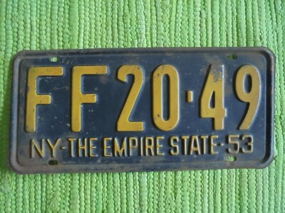 1953 New York License Plate 53 NY Tag FF20-49 Single Plate Year | eBay