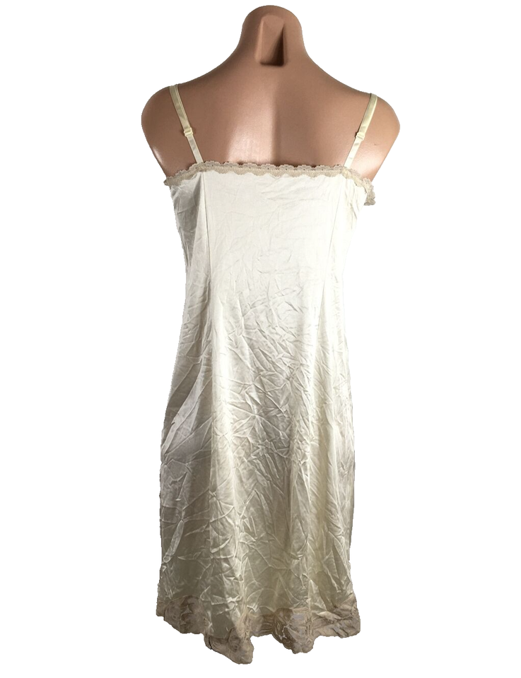Vanity Fair sz 36 Beige lacy full slip lingerie M Antron Nylon VTG 80s ...