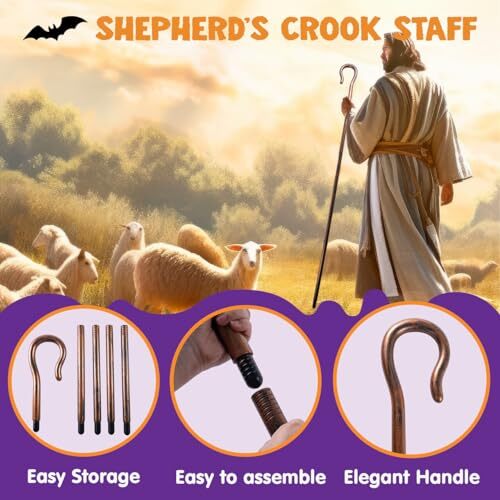 Halloween Shepherd Staff Shepherd's Crooked Walking Cane Accessory for ...