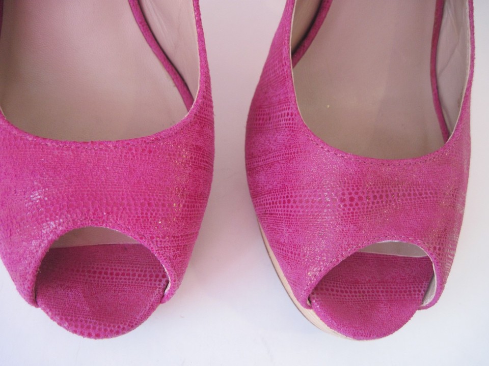 Cole Haan Raspberry Pink Leather Slingbacks Open Toe Platforms Size 7.5 ...