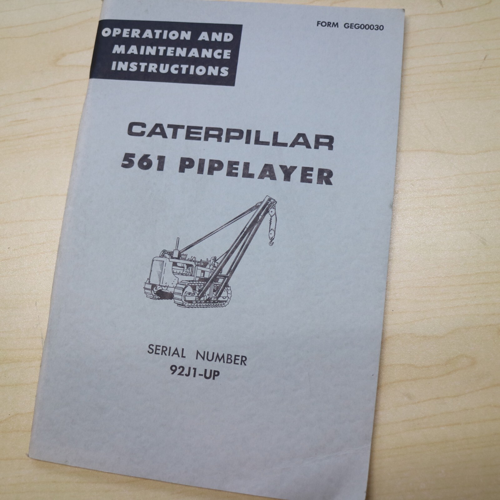 CAT Caterpillar 561 Pipelayer Maintenance Operator Manual crawler 92J ...