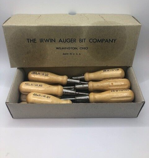 VINTAGE Irwin Flat Head Wooden Handle Screw Drivers *GP3* ***Box of 12 ...