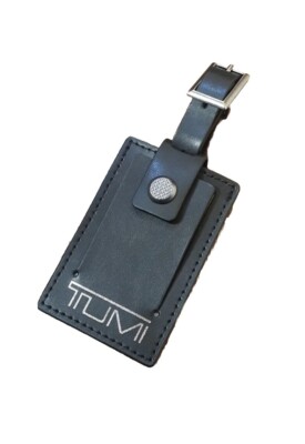 NEW Tumi Luggage Tag Black with Silver Logo Leather | eBay