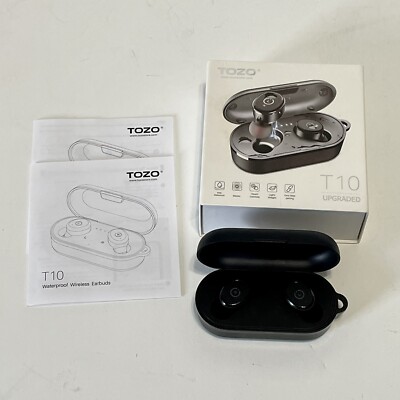 Tozo T10 Upgraded True Wireless Bluetooth IPX8 Stereo Headphones Black ...