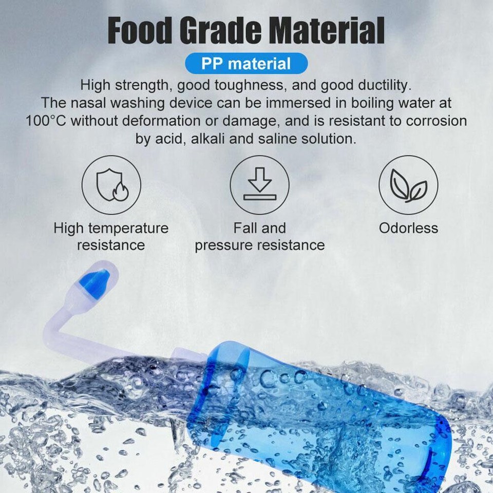 Sinus Rinse Bottle Neti Pot for Nasal Wash Kids Adults Nose Cleaner ...