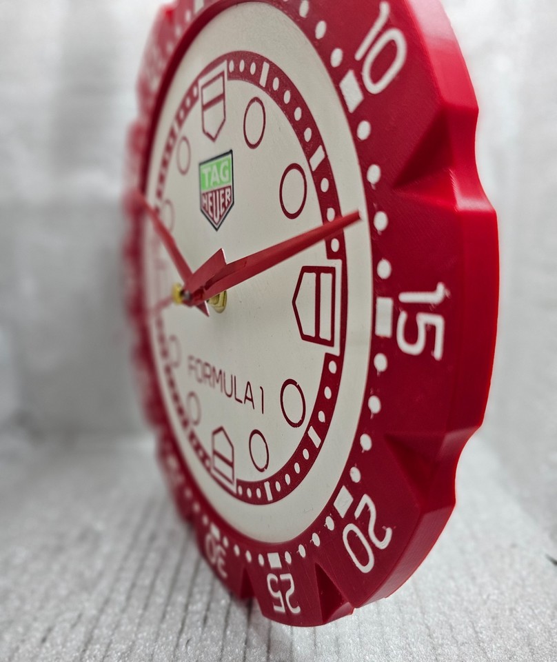 TAG HEUER F1 RED inspired Clock wall/desk clock 3d printed with battery ...