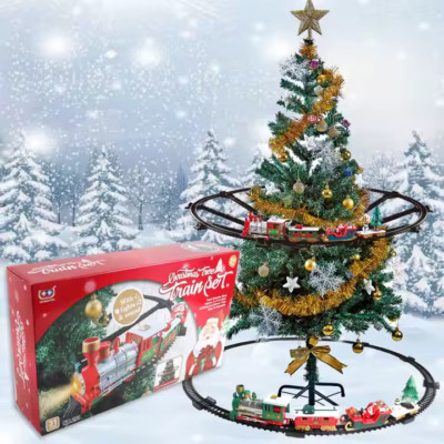 Deluxe Christmas Tree Train Set with Lights & Sound -31-Piece Holiday ...