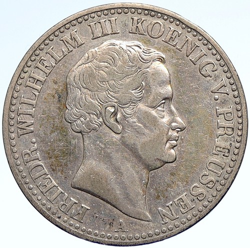 1838 Germany PRUSSIA KINGDOM King Wilhelm III Silver Mining Thaler Coin ...