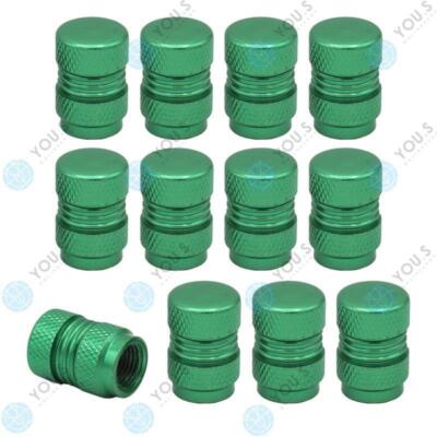 12 Piece You.S Aluminium Valve Caps Green with Seal Cover for Car Truck ...
