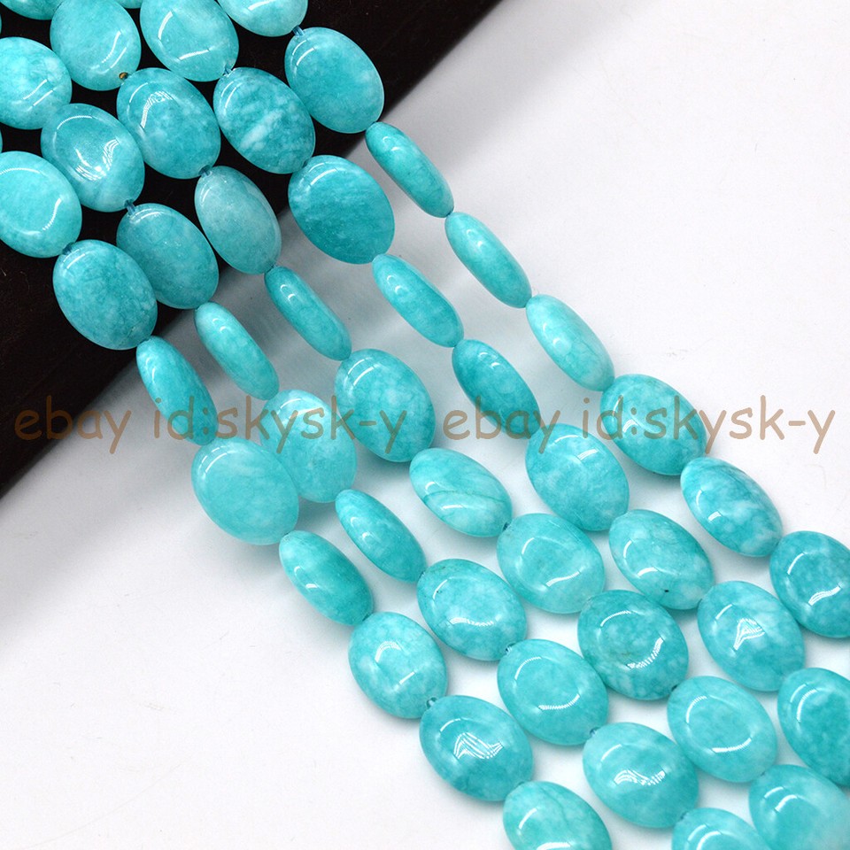 13x18mm Natural Blue Aquamarine Egg-shaped Oval Gemstone Loose Beads 15 ...