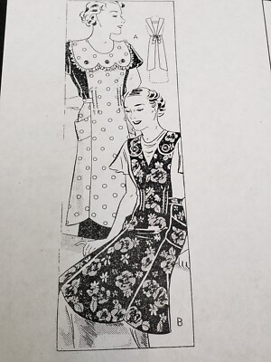 Vintage Apron Pattern Bib Full Size 1930s Depression Era Sewing Fabric ...