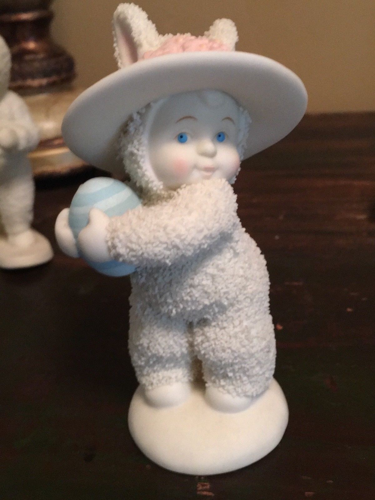 SNOWBABIES Bunny Rabbit Wearing Easter Bonnet and Holding Easter Egg ...