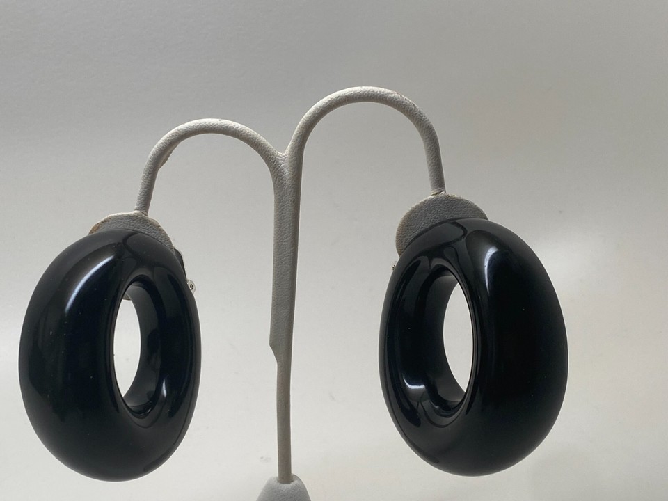 Danish Designer Gerda Lynggaard Monies Black Acrylic Flotting Earrings ...