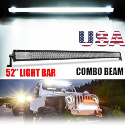 52'' inch LED Light Bar Spot Flood Combo Work Pods Driving Offroad ...