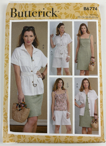 Butterick 6774 Jacket Dress Top Shorts 16 18 20 22 24 Sewing Pattern UC ...