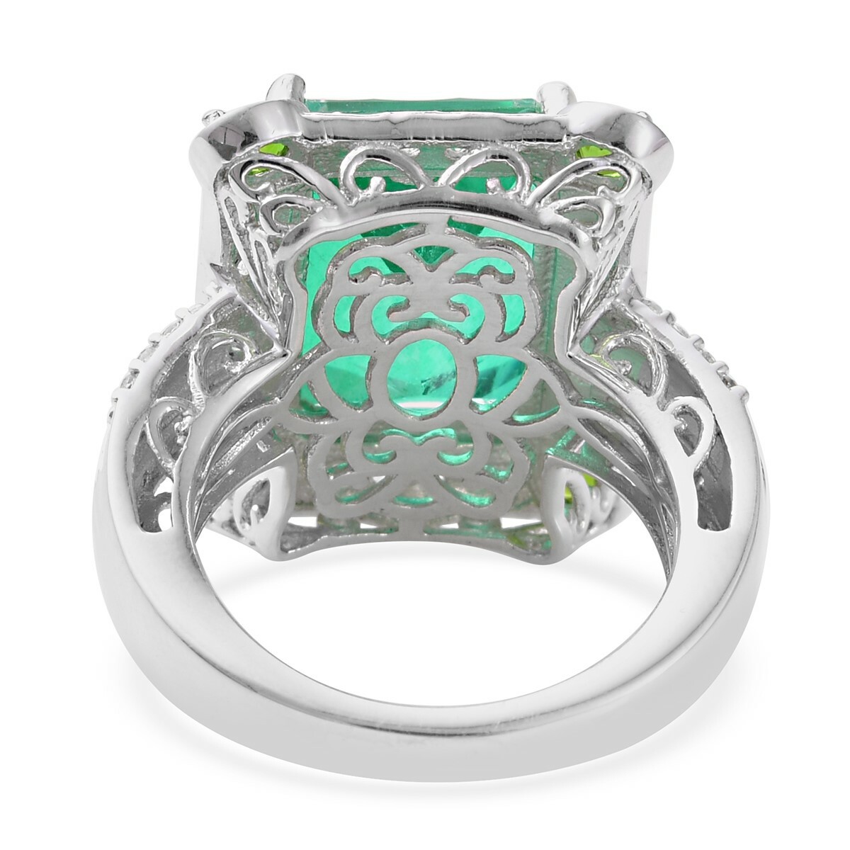 Emeraldine Quartz, Multi Gemstone Platinum Over Sterling Silver Ring Sz ...