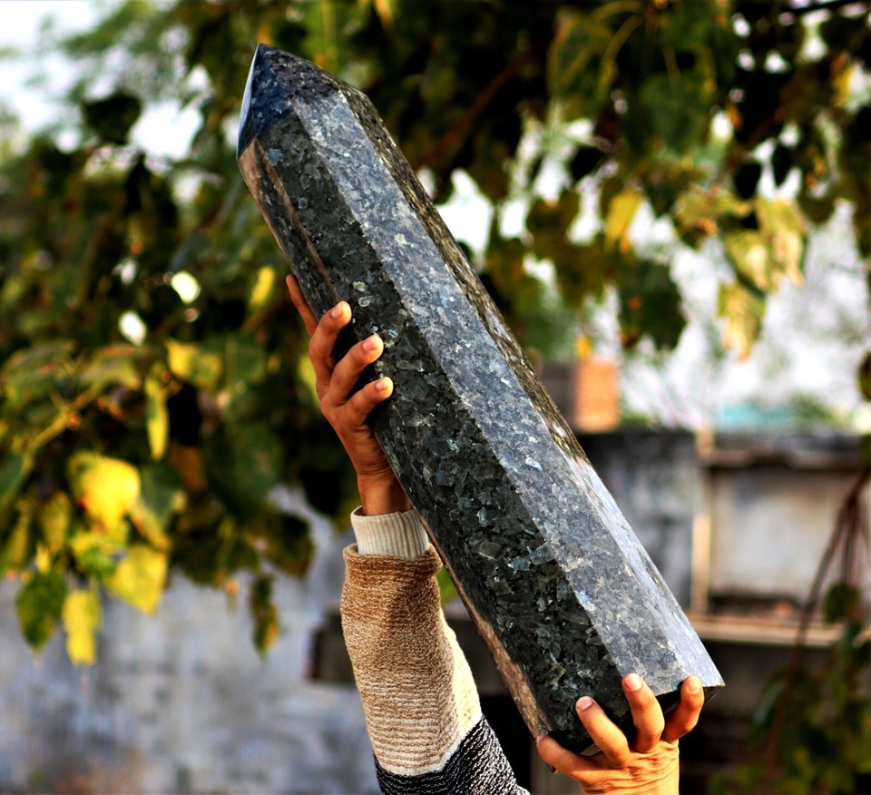 Giant 620MM Natural Blue Larvikite Healing Chakra 8 Faceted Obelisk ...