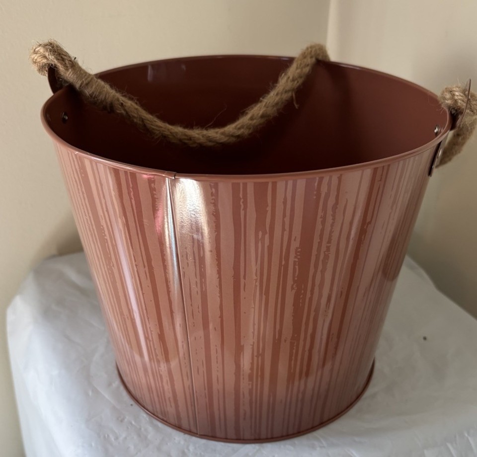 Reduced! Tiki Bucket Metal Woodgrain - Rope Handle New | eBay