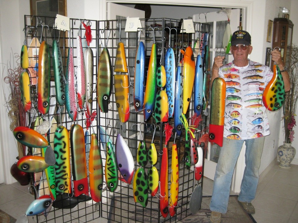 Huge Fishing Lure Wall Art Decor Handmade Wood Carl L. Jensen Hula ...