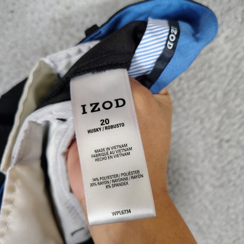 Izod Dress Pant Boy 20 Husky Black Flat Front Stretch Devant Plat ...