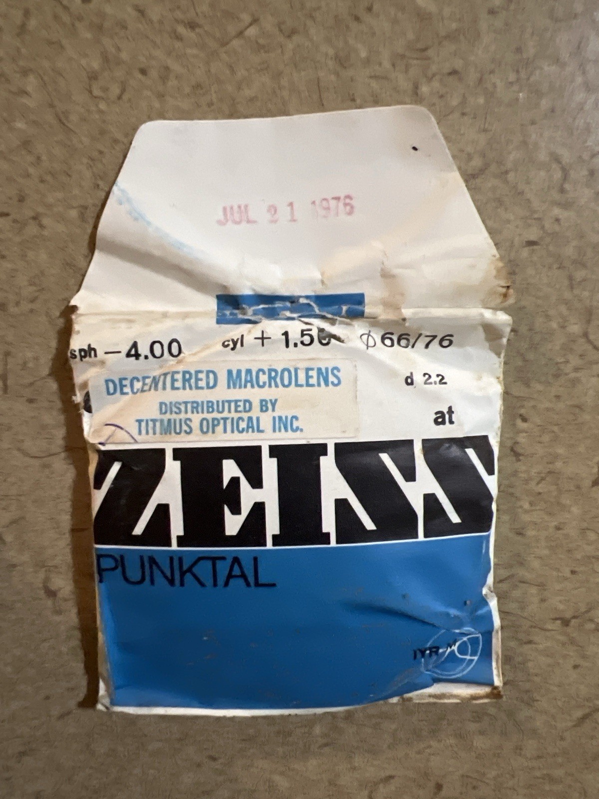 Zeiss Punktal Uncut Eyeglass Lens Blank – Vintage Oph… - Gem