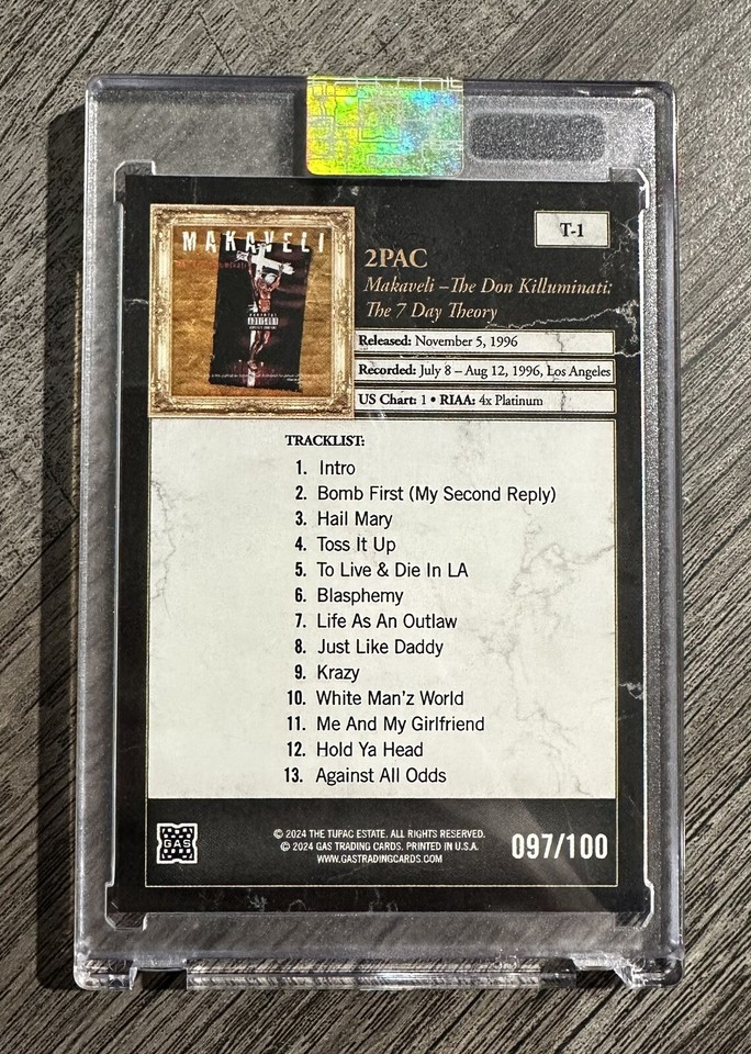 2024 GAS TRADING CARDS COMPLEX 2PAC CRACKED ICE LIMITED EDITION CARD ...