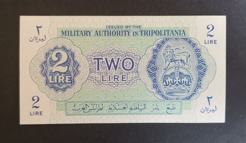 UNC British Military Authority 2 lire 1943 TRIPOLITANIA Libya Italy | eBay
