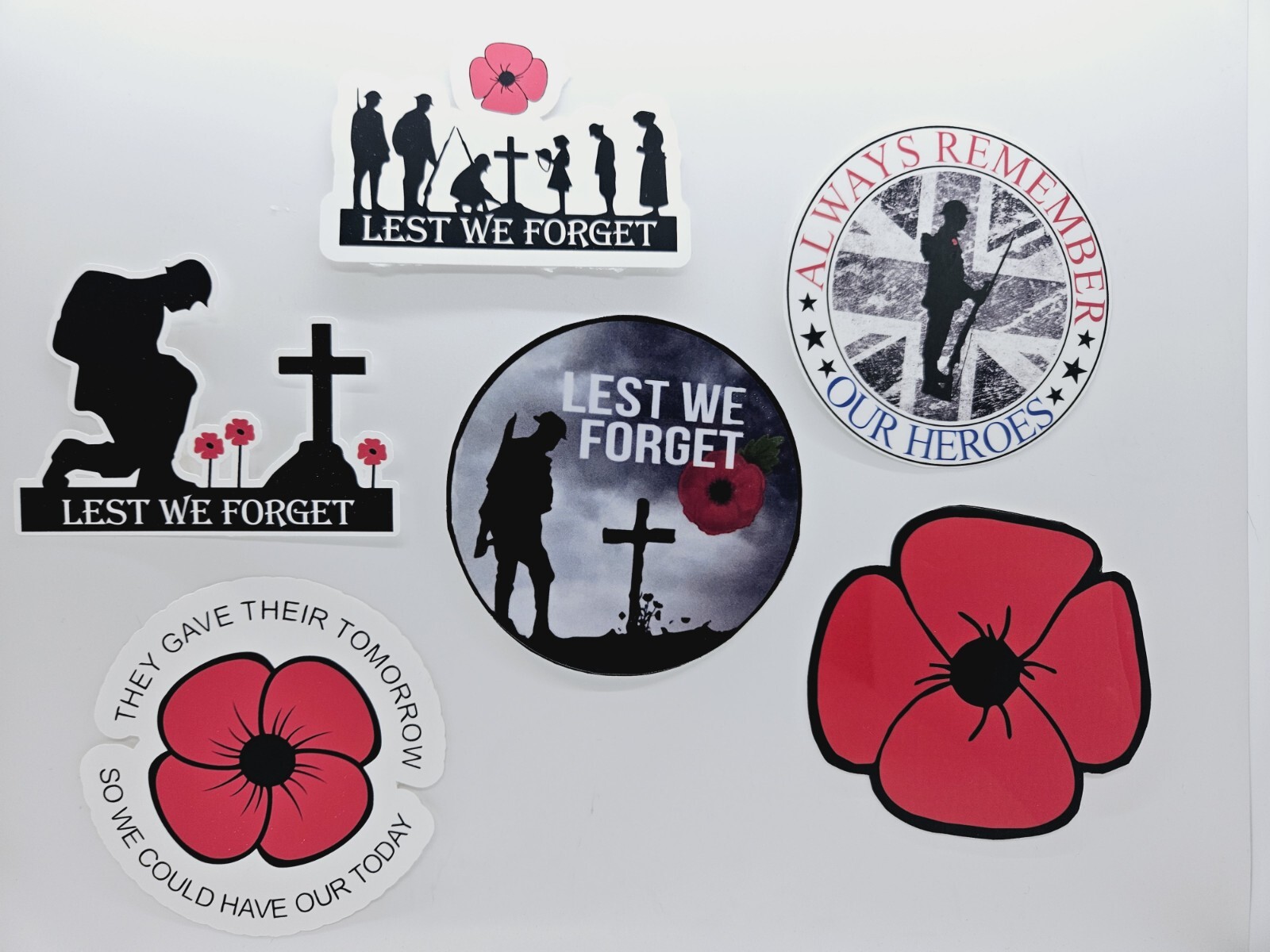Remembrance Day Stickers Lest We Forget Sticker Poppy Car Window Bottle ...