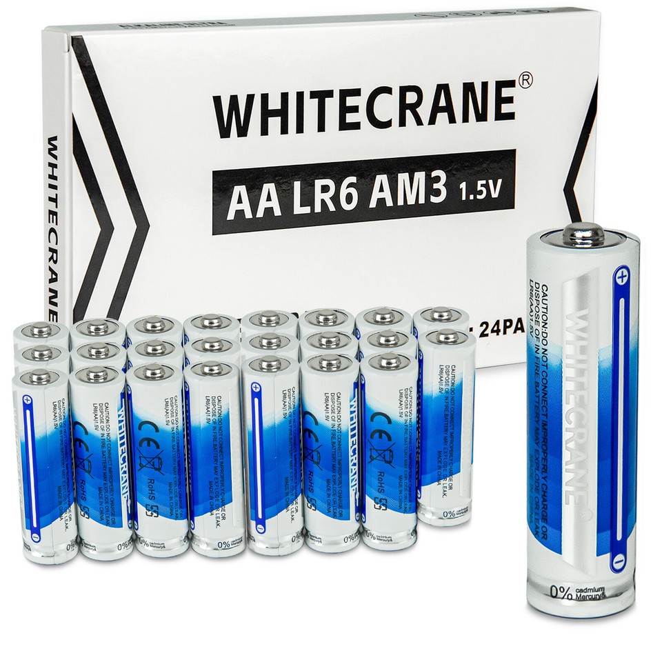 WHITECRANE AA Batteries 4/8/12/20/24/48/100 Pack 1.5V Alkaline Non ...