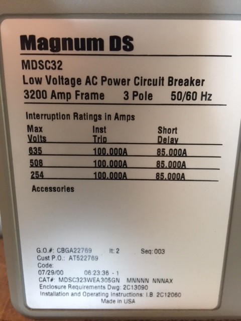 NEW IN CRATE - Eaton Cutler Hammer MDSC32 3200 AMP Magnum DS LSIG | eBay