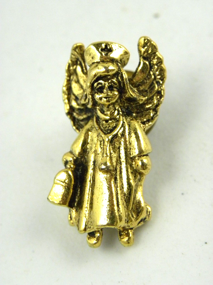 Vintage Nurse Angel Pin Brooch Gold Tone Hospital Healthcare Medical ...