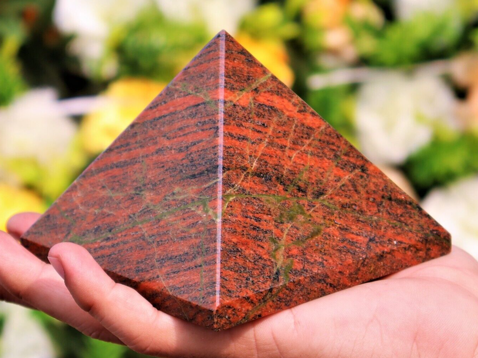 100MM Red Unakite Crystal Pyramid Chakra Balance Healing Pyramid ...