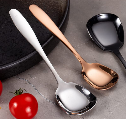 Square Head Stainless Steel Spoons, Rice Spoons, Soup Spoons, Large ...