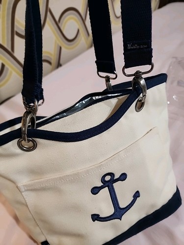 Thirty-One Retired Canvas Crew Mini Thermal Natural With Navy Anchor ...