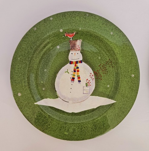 Oneida Snowmates Green Set 2 Ceramic Dinner Plates 11 3/8" Debbie ...