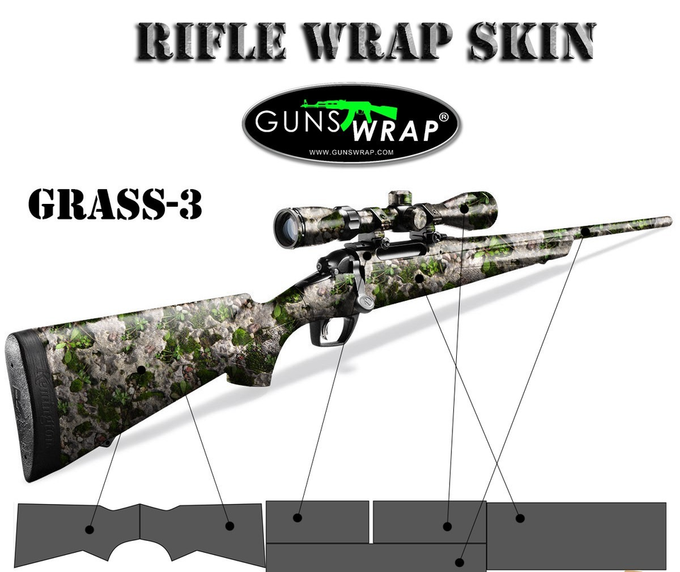 Camo Guns Wrap Skins Premium Vinyl Sticker Matte Rifle Pre-Cut GRASS-3 ...