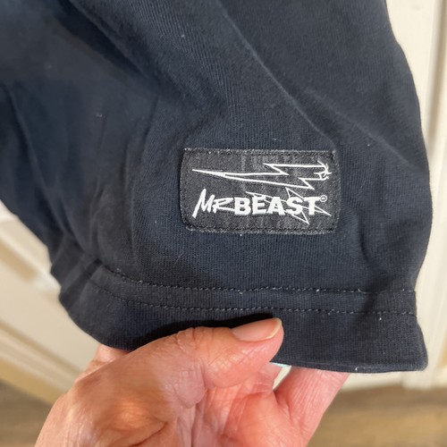 Mr Beast T-Shirt Fuzzy/Carpet Logo Mens Size MEDIUM Black Embroidered ...