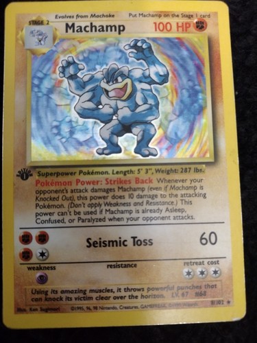 Machamp 1st Edition Holo 8/102 Base Set Pokémon Card Vintage WOTC 1999 ...